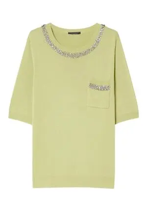 Marina Rinaldi Embellished Short-sleeve Sweater - Yellow