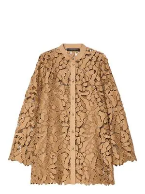 Marina Rinaldi Macramé Lace Longline Shirt - Beige