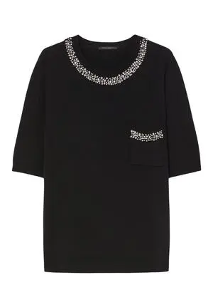 Marina Rinaldi Embellished Short-sleeve Sweater - Black