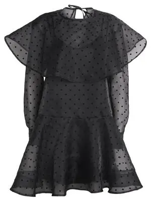 GANNI Organza Polka-dot Mini Dress - Black