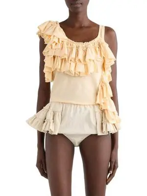 Dries Van Noten Ruffled Mousseline Top - Ivory