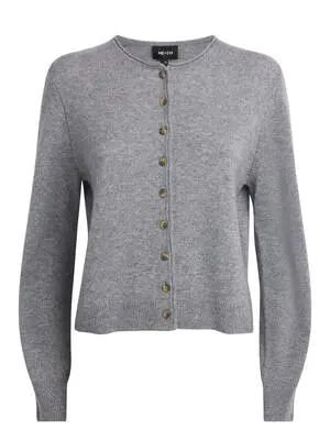 ME+EM Cashmere Roll-Trim Cardigan Grey