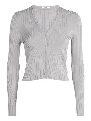 ADAM LIPPES Rib-Knit V-Neck Cardigan