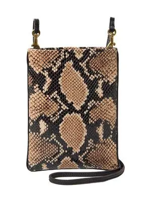 Clare V. Poche Snakeskin-embossed Crossbody Bag - Tan