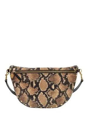 Clare V. Grande Snakeskin Embossed Leather Belt Bag - Tan