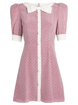 Alessandra Rich Silk Bow-embellished Mini Dress - Pink