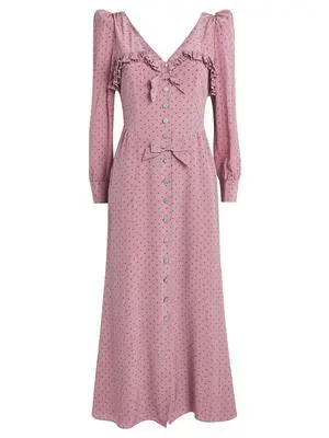 Alessandra Rich Silk Crepe Polka-dot Midi Dress - Pink