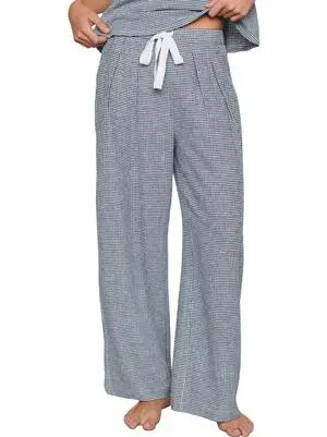 Eberjey Linen Blend Drawstring Lounge Pants - Gingham White/navy