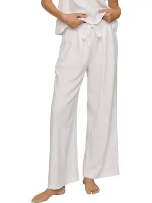 Eberjey Linen Blend Drawstring Lounge Pants - White