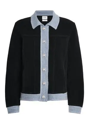 BARRIE Cashmere-blend Suede-effect Denim Jacket - Black