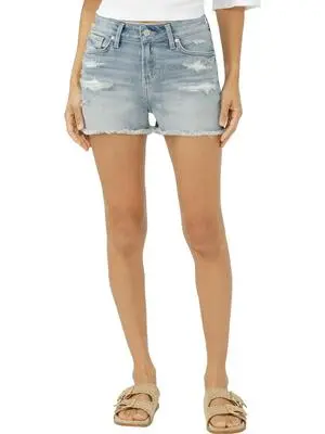 SILVER JEANS CO. Avery Cutout Denim Shorts - Seaside