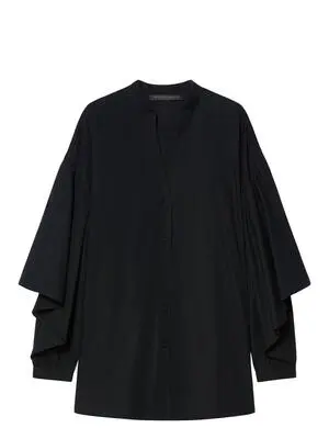 Marina Rinaldi Cotton V-neck Blouse - Black