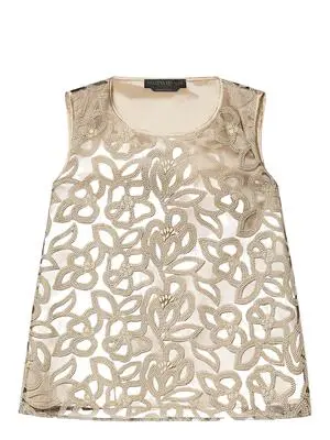 Marina Rinaldi Embroidered Tulle Blouse - Black