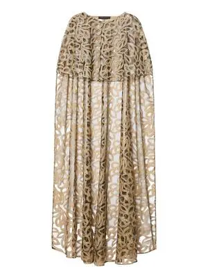 Marina Rinaldi Tulle Embroidered Cape - Black