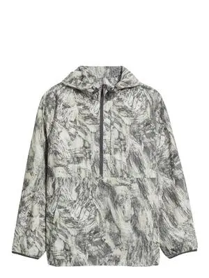 Zella Popover Windbreaker Jacket - Grey Granite Abstract