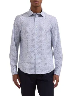 Bugatchi James Ooohcotton® Geo Print Button-up Shirt - Sand