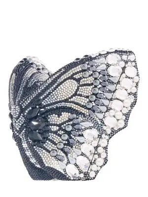 Judith Leiber Butterfly Crystal Clutch - Silver Jet Multi