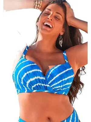 SWIMSUITS FOR ALL Underwire Bikini Top - Blue Tie-dye