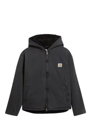 Carhartt Work In Progress Mitch Fleece Lined Hooded Jacket Black (dusky Canvas)