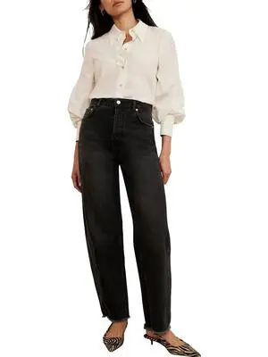 Mint Velvet Barrel Leg Jeans Black
