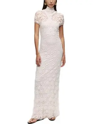 NOCTURNE High-neck Lace Maxi Dress - Ivory