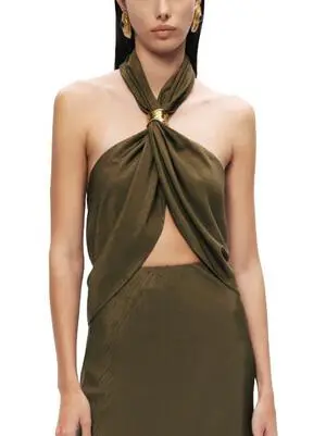 NOCTURNE Twist Halter Neck Bustier - Khaki