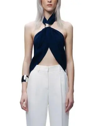 NOCTURNE Twist Halter Neck Bustier Navy