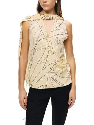NOCTURNE Draped Sleeveless Blouse - Multi-colored