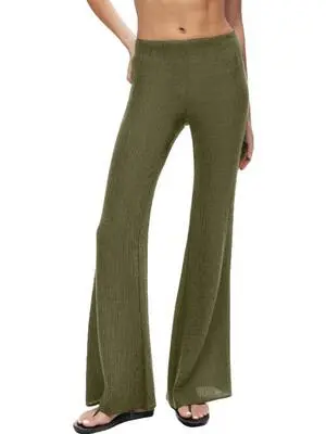 NOCTURNE Flared High-waist Pants - Khaki