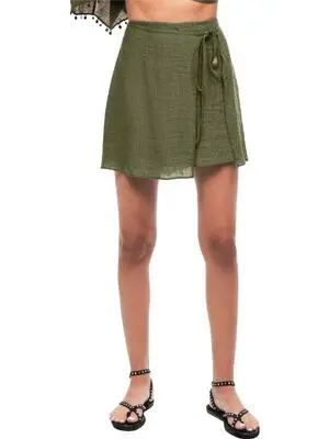 NOCTURNE Wrap Mini Skirt - Khaki