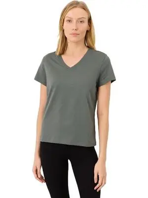 PACT Organic Cotton Softspun Essential V-neck Tee - Castor Green