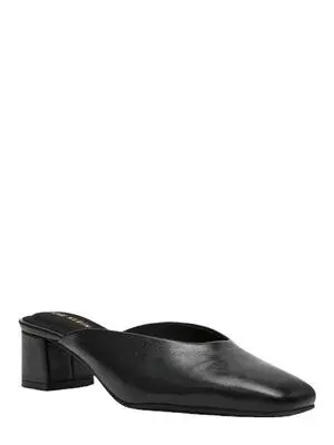 Anne Klein Block Heel Mule - Black Crinkle