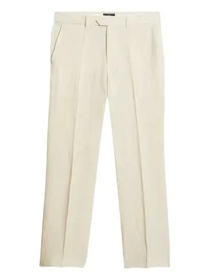 PERCIVAL Flat Front Linen Chinos - Cream