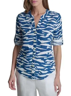 Dkny Printed Linen Shirt - Tidal Break