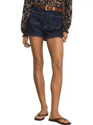 Veronica Beard Elijah Patch Pocket Denim Short - Indigo Rinse