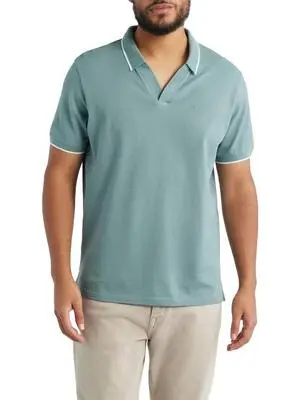 Emporio Armani Piqué Johnny Collar Polo - Light Blue