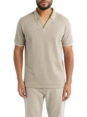 Emporio Armani Piqué Johnny Collar Polo - Solid Dark Beige