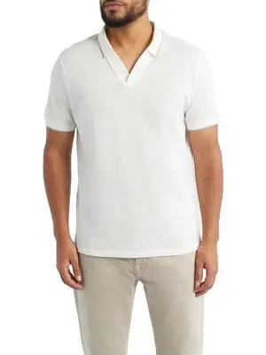 Emporio Armani Piqué Johnny Collar Polo - Solid White