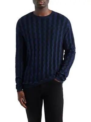 Emporio Armani Lattice Texture Crewneck Sweater - Navy