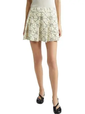 YANYAN June Pleated Jacquard Miniskirt - Ivory