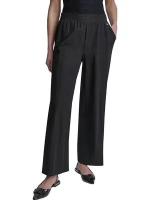 Dkny Logo Pull-On Wide Leg Trousers Black