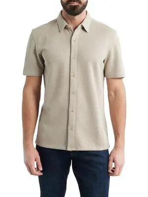 Johnston & Murphy Linden Textured Short Sleeve Button-up Shirt - Oatmeal