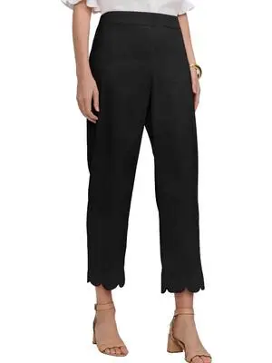 Foxcroft Elaine Scallop Hem Crop Pants - Black