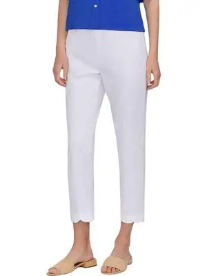 Foxcroft Elaine Scallop Hem Crop Pants - White