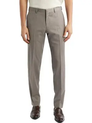 BOSS Genius Slim Fit Flat Front Virgin Wool Dress Pants - Medium Beige