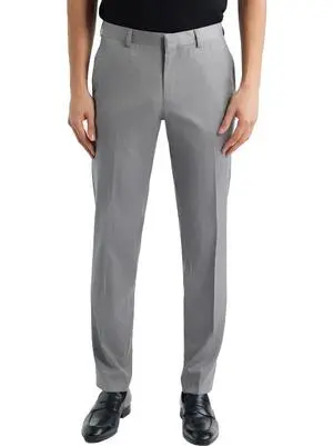 BOSS Genius Slim Fit Flat Front Virgin Wool Dress Pants - Medium Grey
