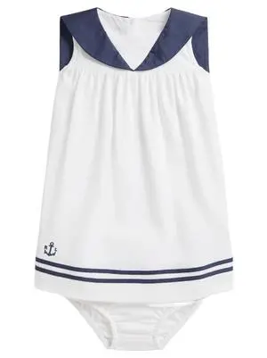 Ralph Lauren Cotton Interlock Sailor Dress & Bloomers Set - White
