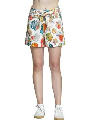 APNY Printed Tie-waist Shorts - Hot Coral Multi