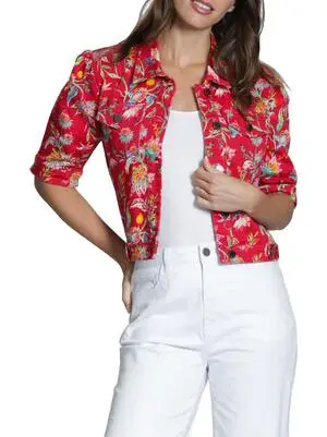 APNY Floral Print Denim Jacket - Red Multi