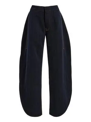 Alaïa ALAÏA High-Rise Wool Barrel-Leg Pants Blue